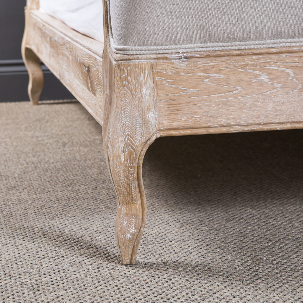 6ft Limed Oak Upholstered Wing Back Bed | Grosvenor Furniture