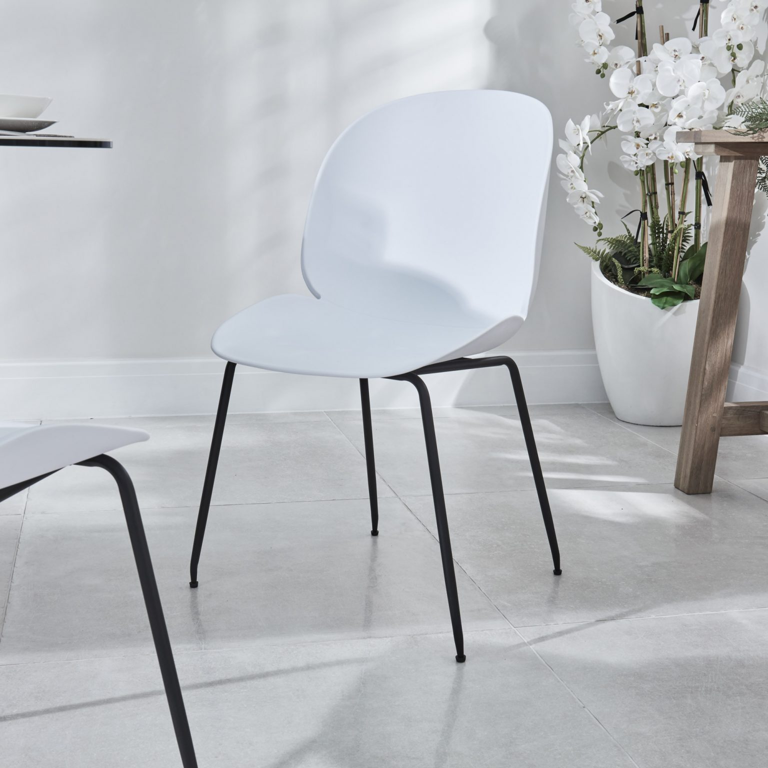 (Set of 2) Casper White Minimalistic Plastic Dining Chairs | Grosvenor ...