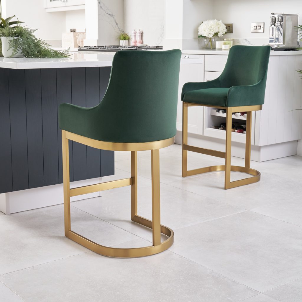 Green Velvet Kitchen Counter Stool | Grosvenor Furniture