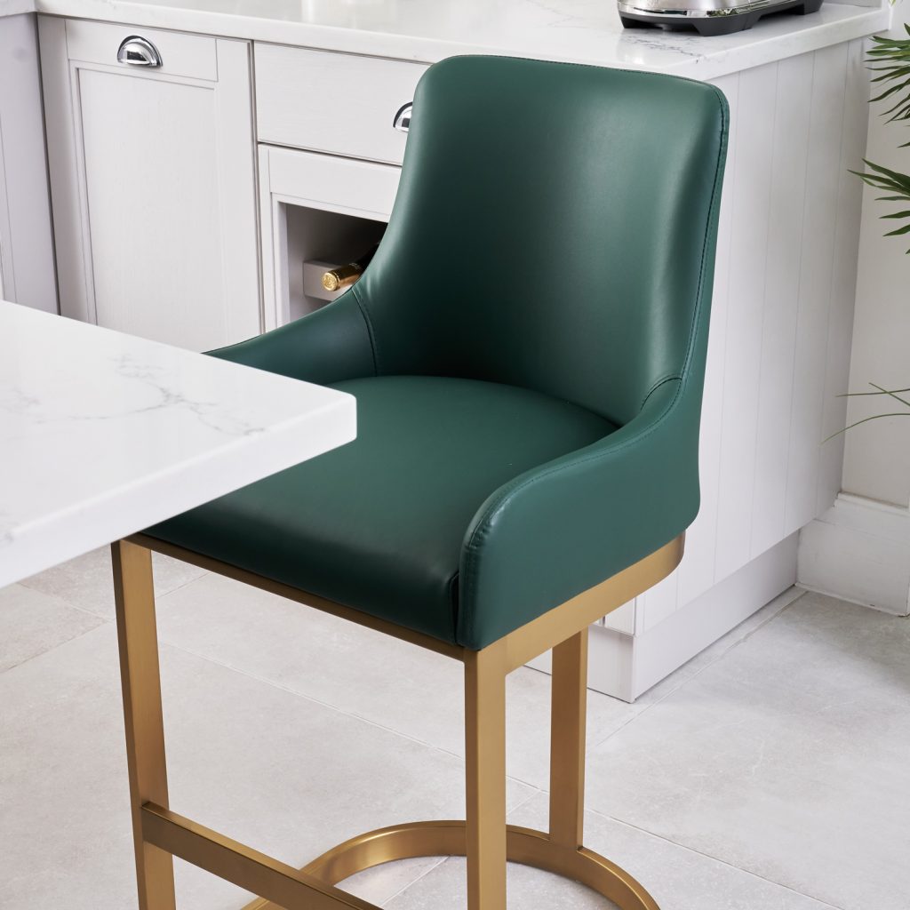 Clara Green Leather Kitchen Counter Stool | Grosvenor Furniture