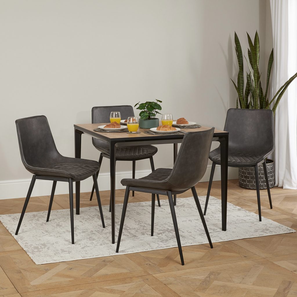 Bellagio Square Contemporary Natural Melamine Dining Table Set ...