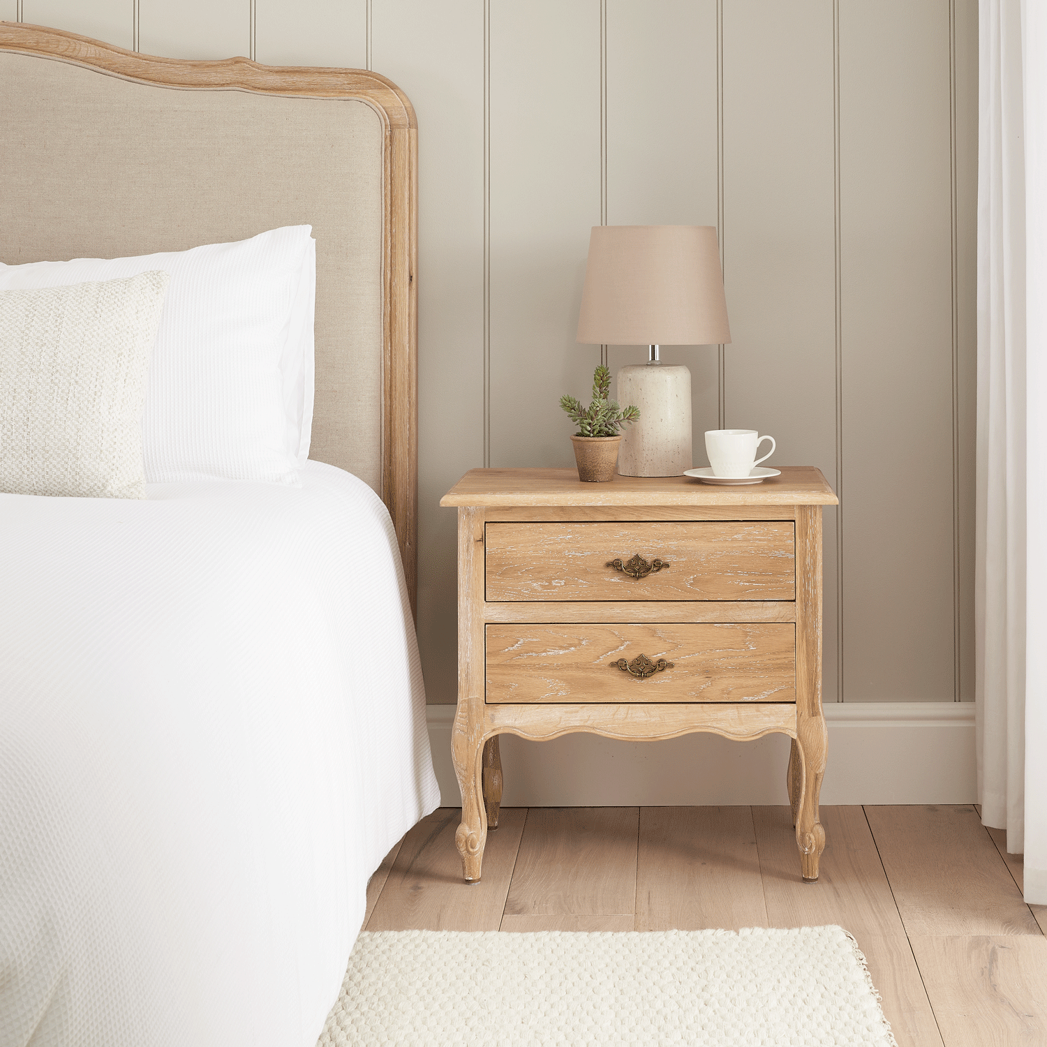 Limewash oak bedside table store